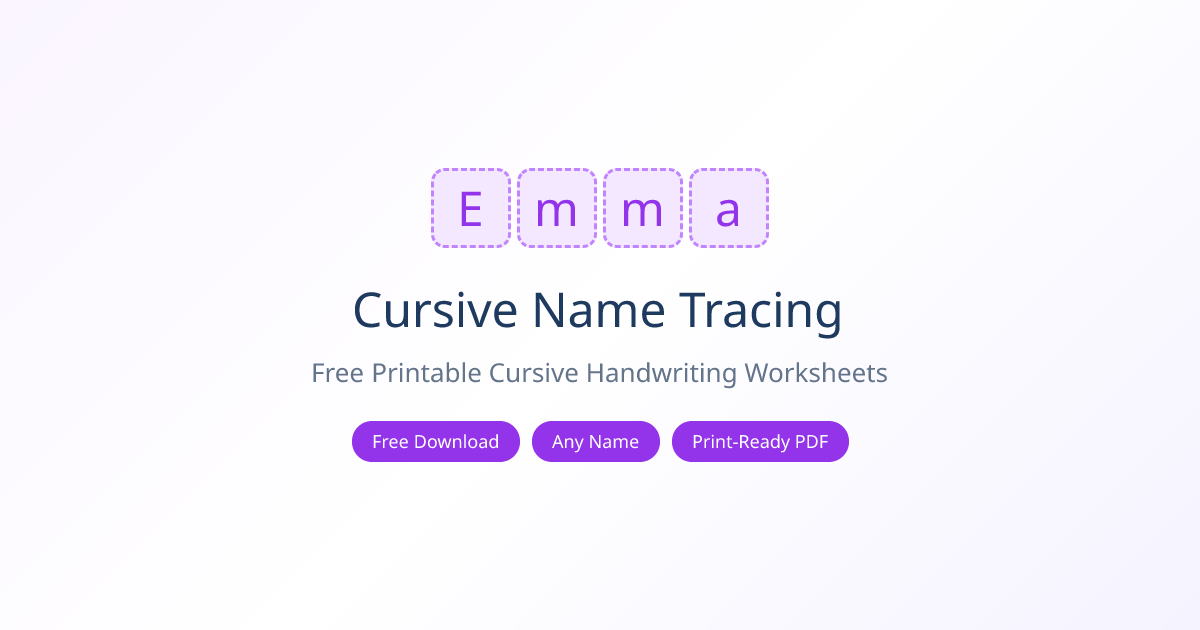 Free Cursive Name Tracing Generator — Printable Cursive Handwriting ...